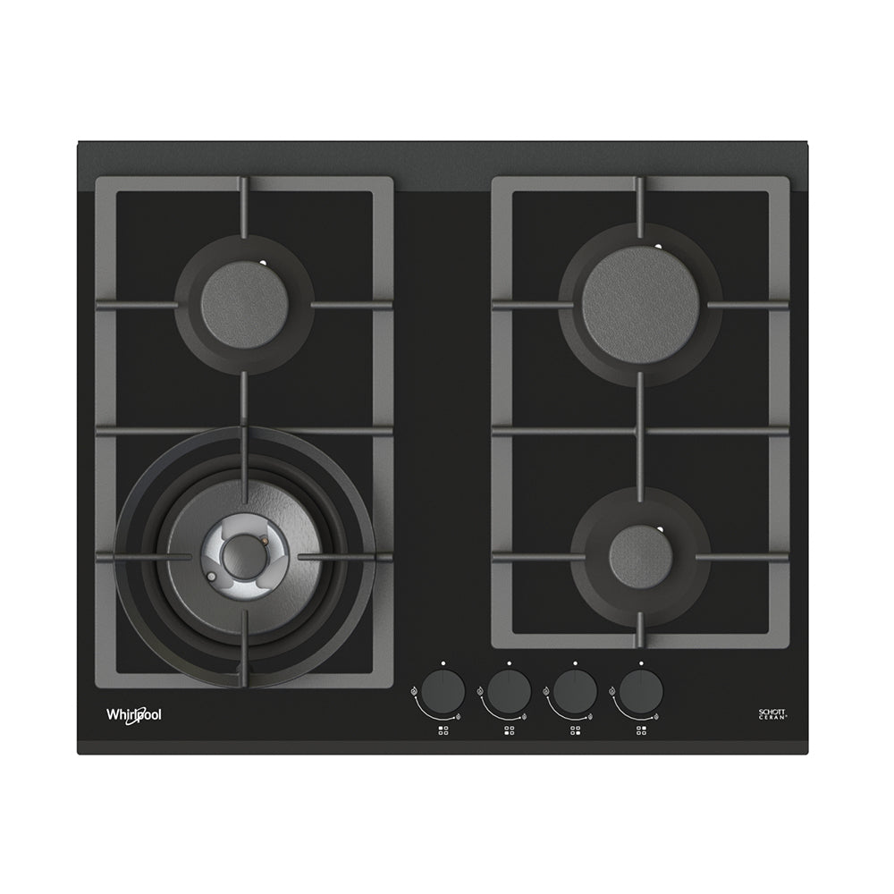 60cm 4 Burner Gas Cooktop In Black Glass – Whirlpool Australia