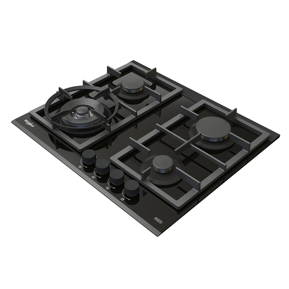 60cm 4 Burner Gas Cooktop In Black Glass – Whirlpool Australia
