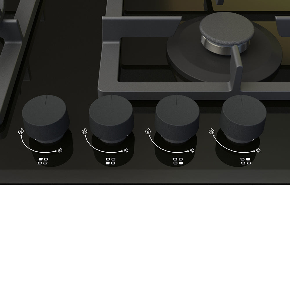 60cm 4 Burner Gas Cooktop In Black Glass – Whirlpool Australia