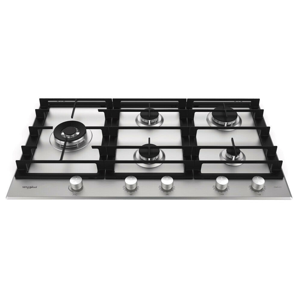 Whirlpool 90cm Gas Cooktop with 3500W Wok Burner | Easy-Clean S/Steel ...